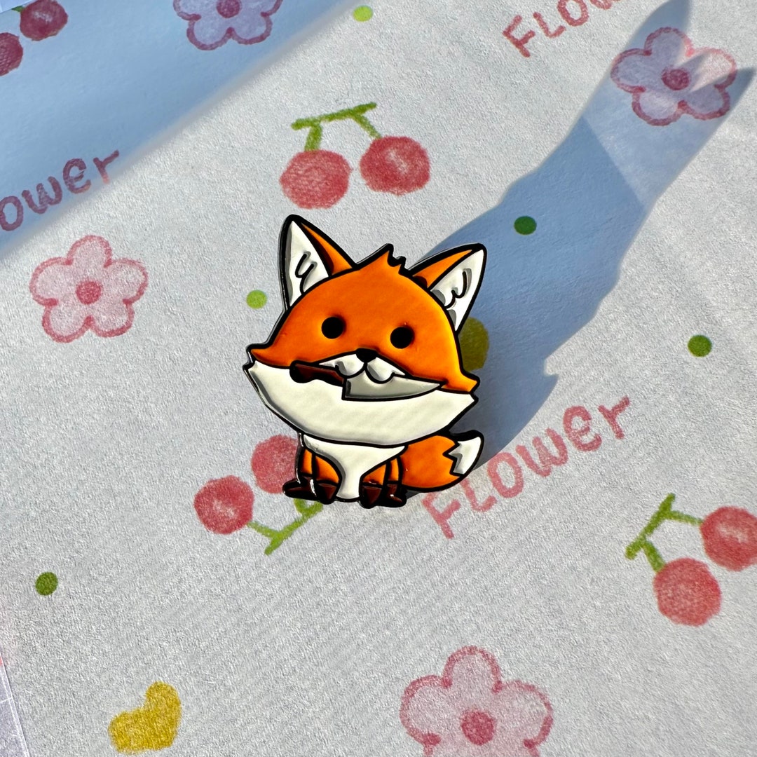Cute Fox With Knife Enamel Pin Fox Pin Boba Pin Kawaii - Etsy