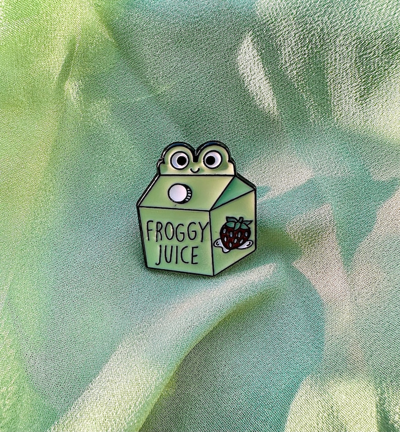 Cute Frog Juice Enamel Pin, Frog Pin, Boba Pin, Kawaii, Fun, Frog, Drinking Boba, Bubble Tea ...