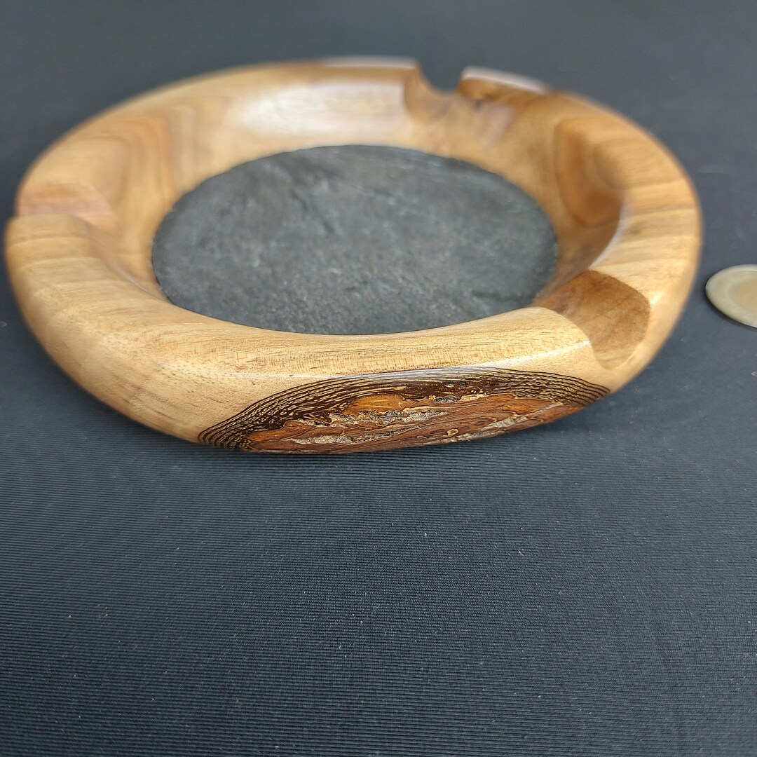 Beautiful Live Edge Walnut Cigar Ashtray |wooden Ashtray With Slate ...