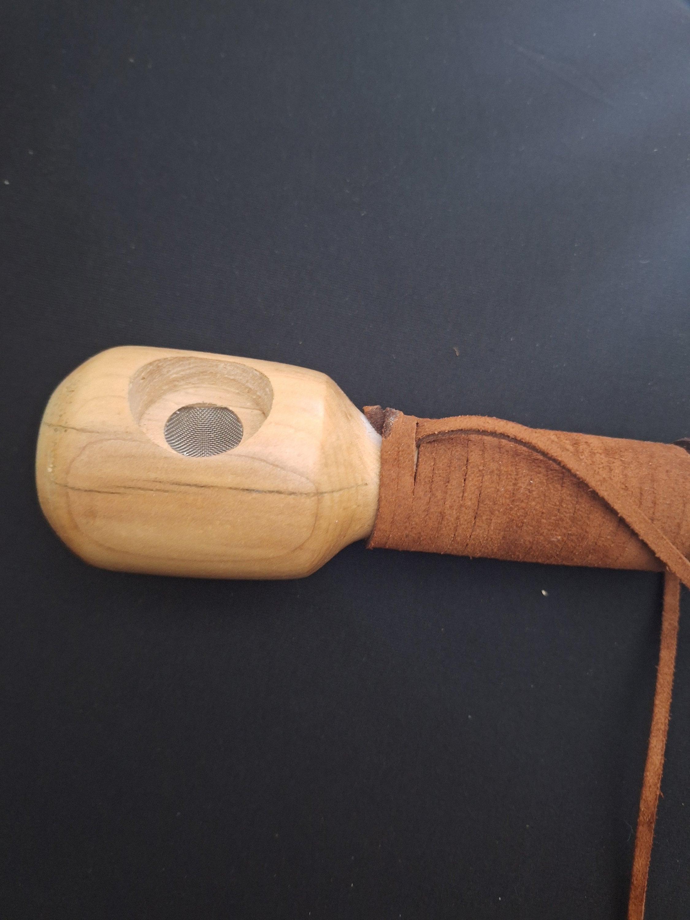 Sacred Ceremonial Peace Pipe |handcrafted Oak Wood| Leather Wrapped and ...