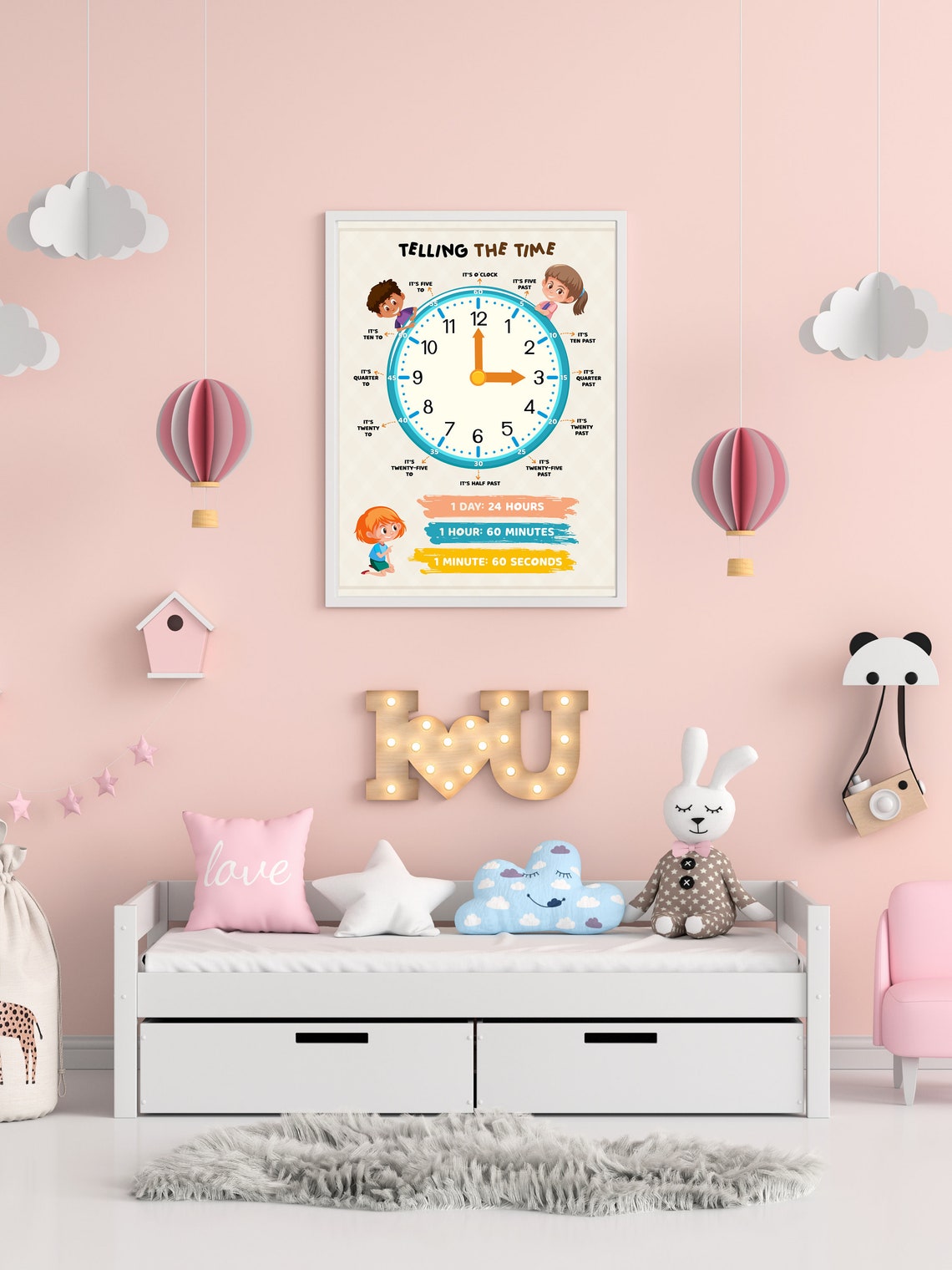 Printable Clock Telling the Time Educational Print for Kids - Etsy