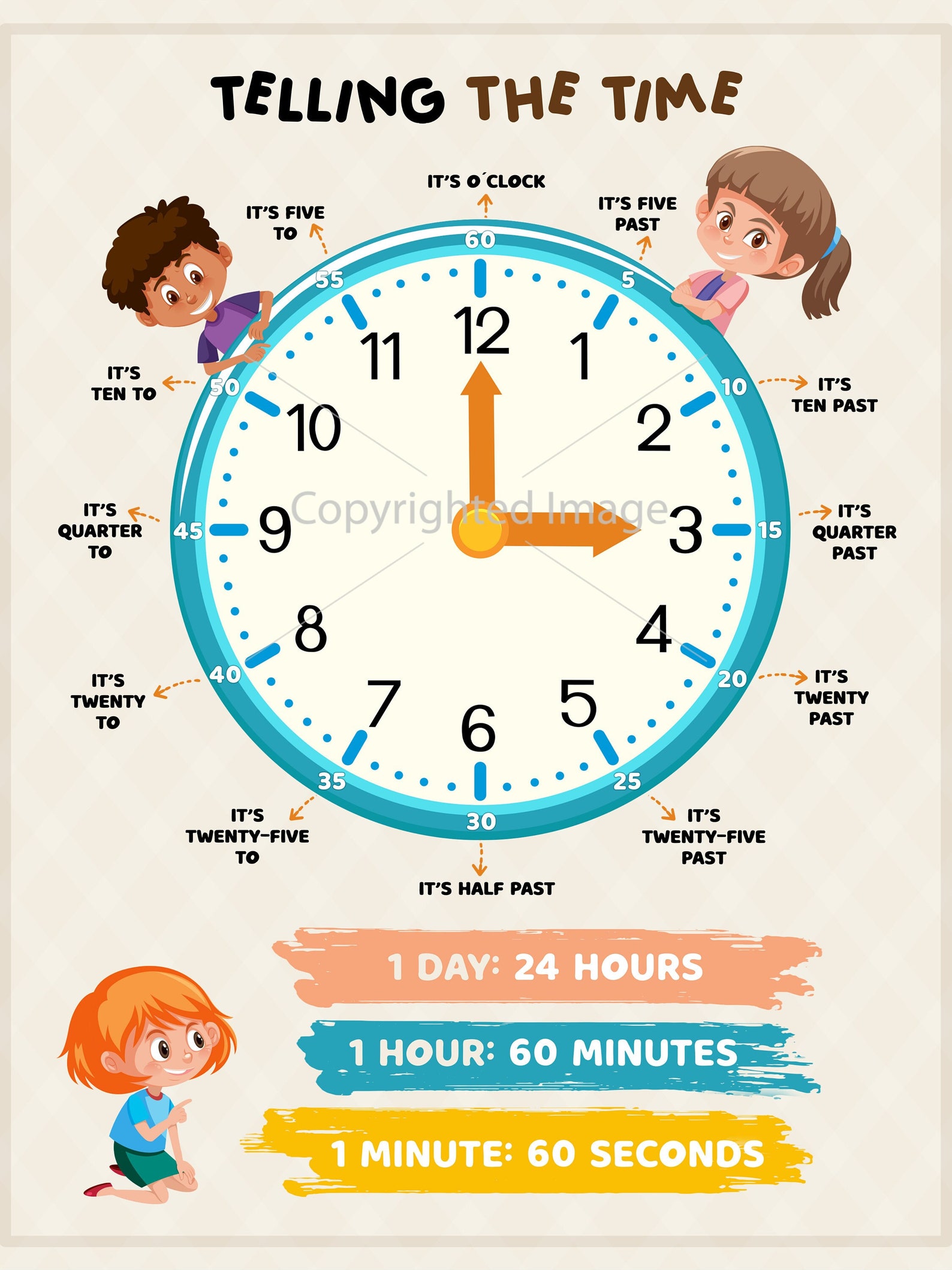 Printable Clock Telling the Time Educational Print for Kids - Etsy