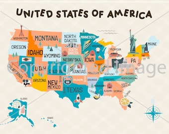 United States Map for Classroom - Etsy