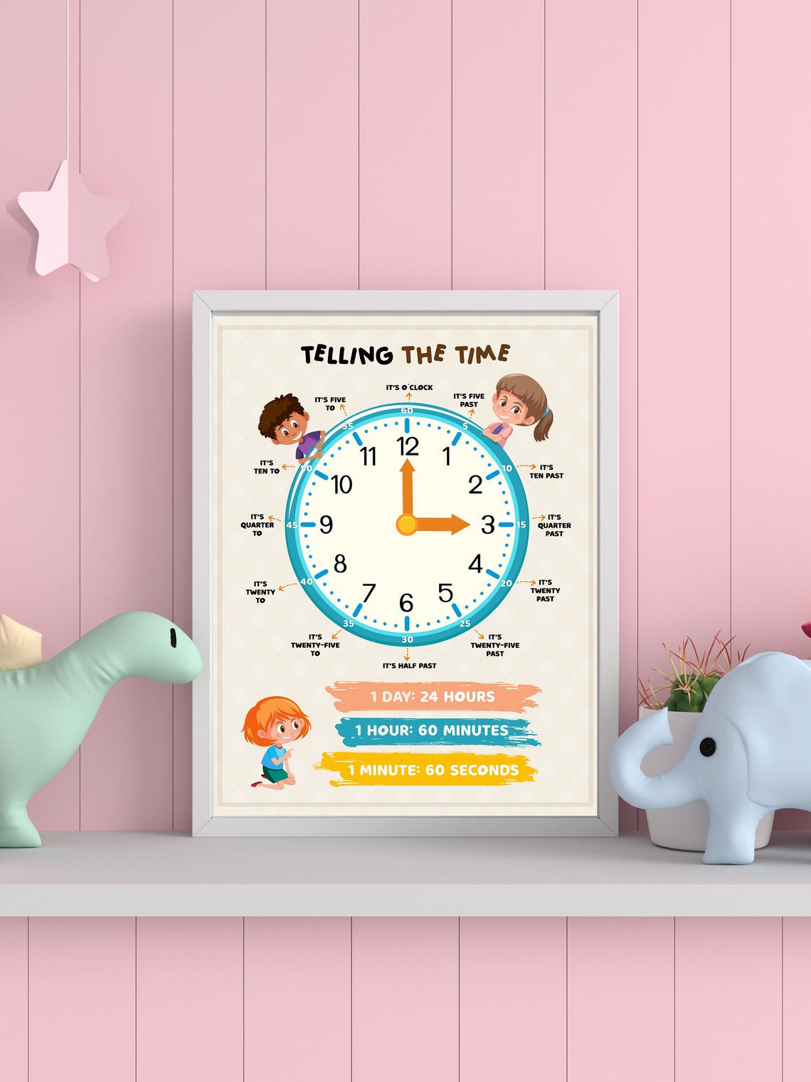 Printable Clock, Telling the Time Educational Print for Kids, Learn ...