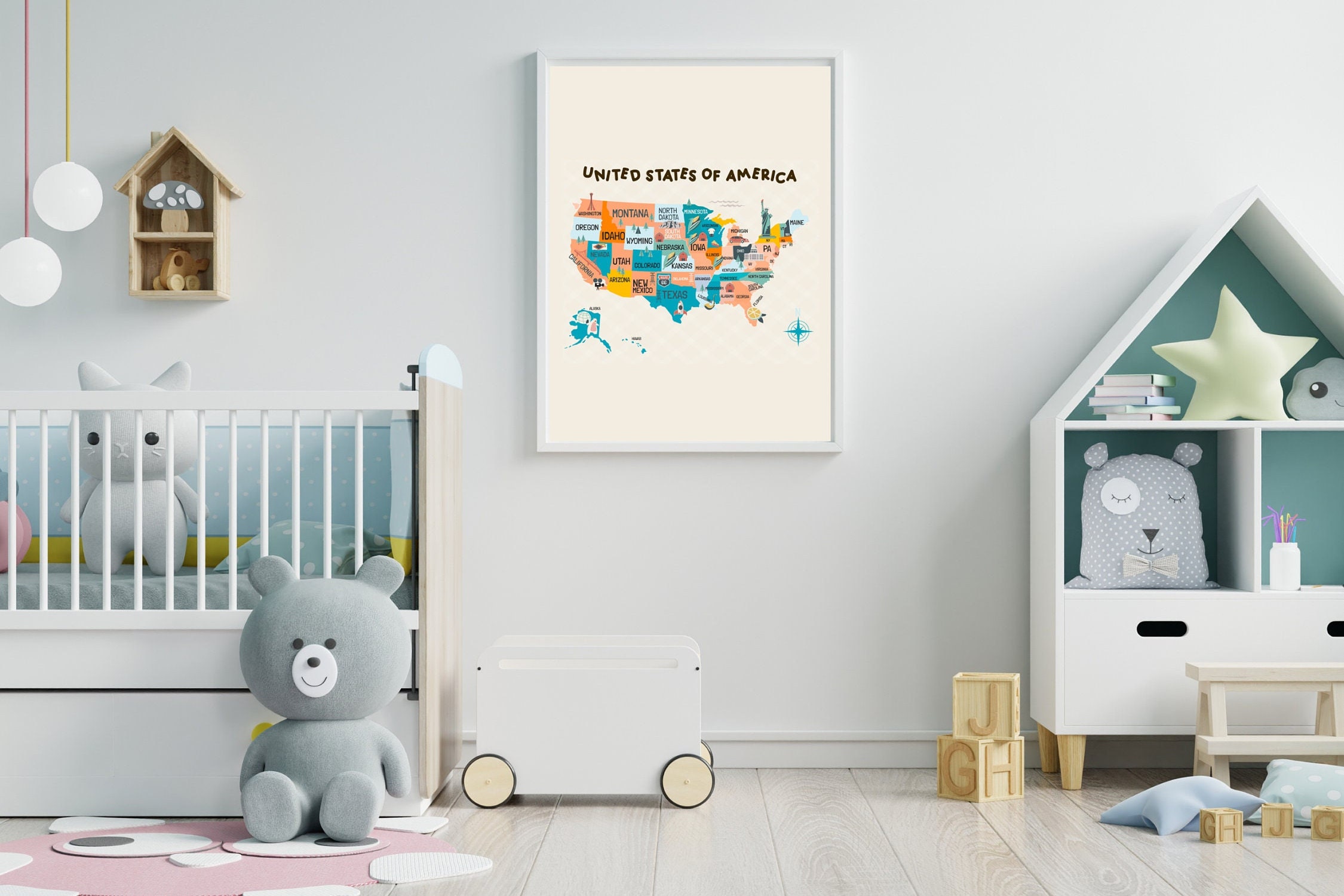 Printable United States Map Educational Print for Kids, Preschool ...