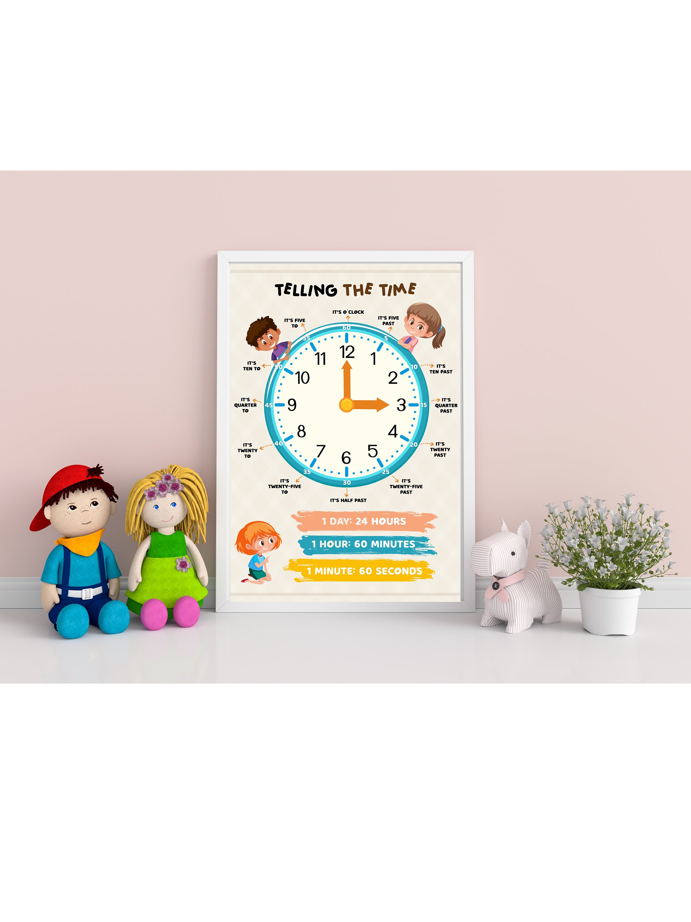 Printable Clock Telling the Time Educational Print for Kids - Etsy