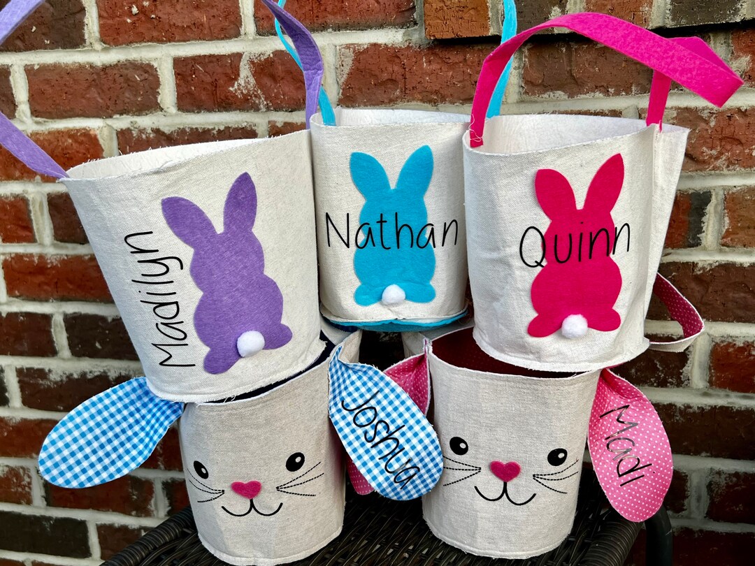 Personalized Bunny Easter Baskets - Bunny Bags - Etsy