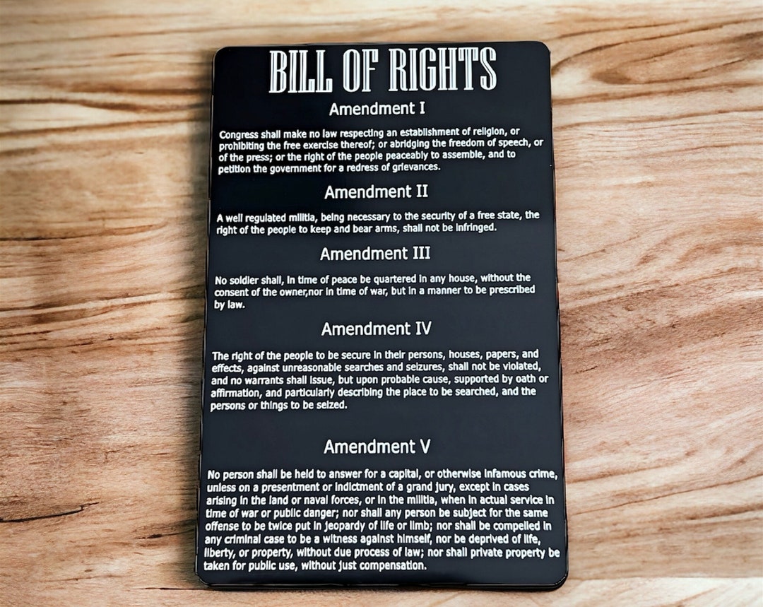 Laser Engraved Aluminum Bill of Rights Card - Etsy
