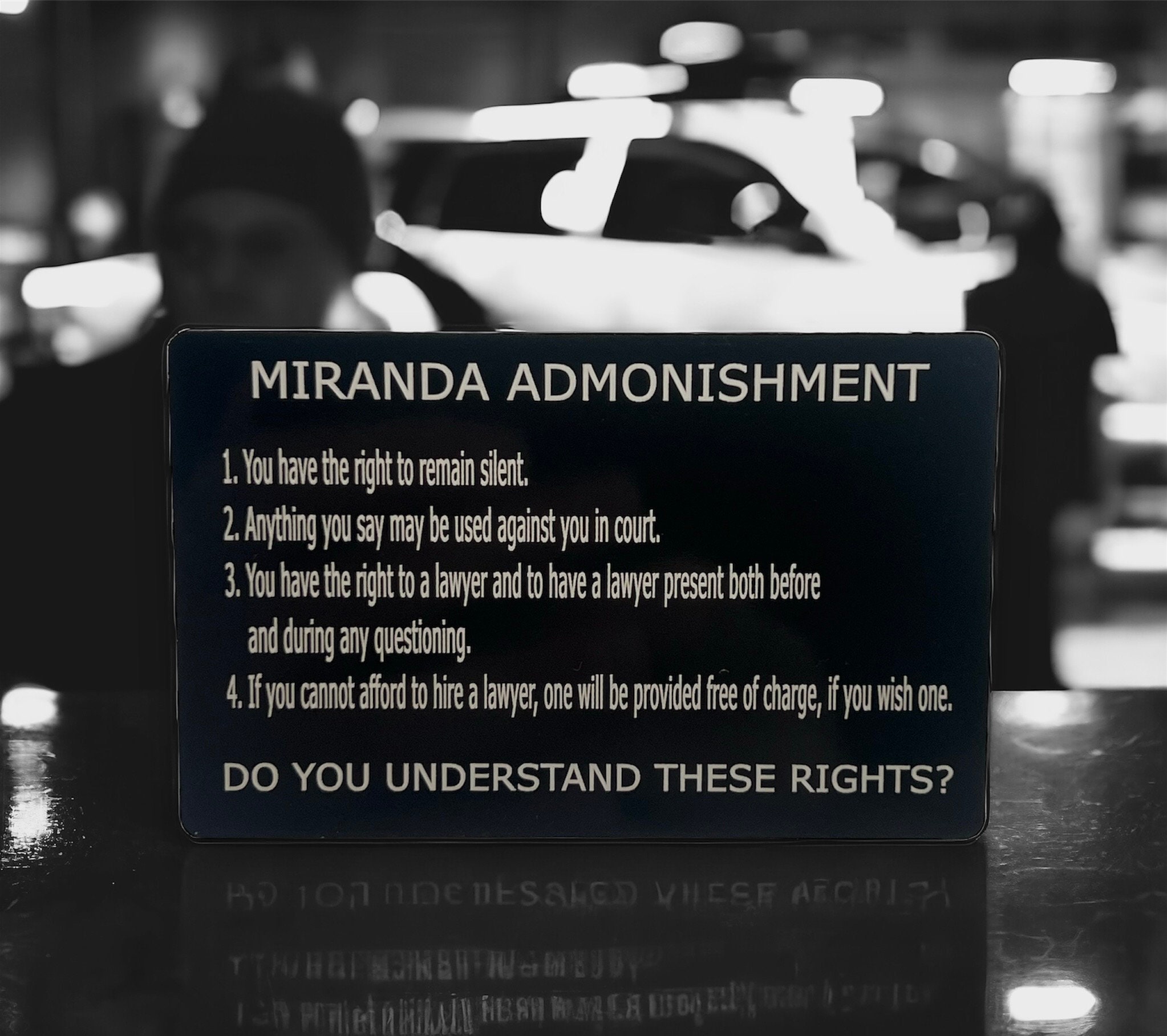 Laser Engraved Aluminum Police Miranda Warning Card - Etsy