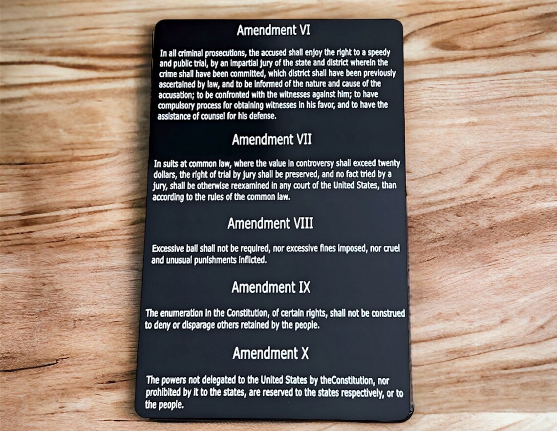 Laser Engraved Aluminum Bill of Rights Card - Etsy