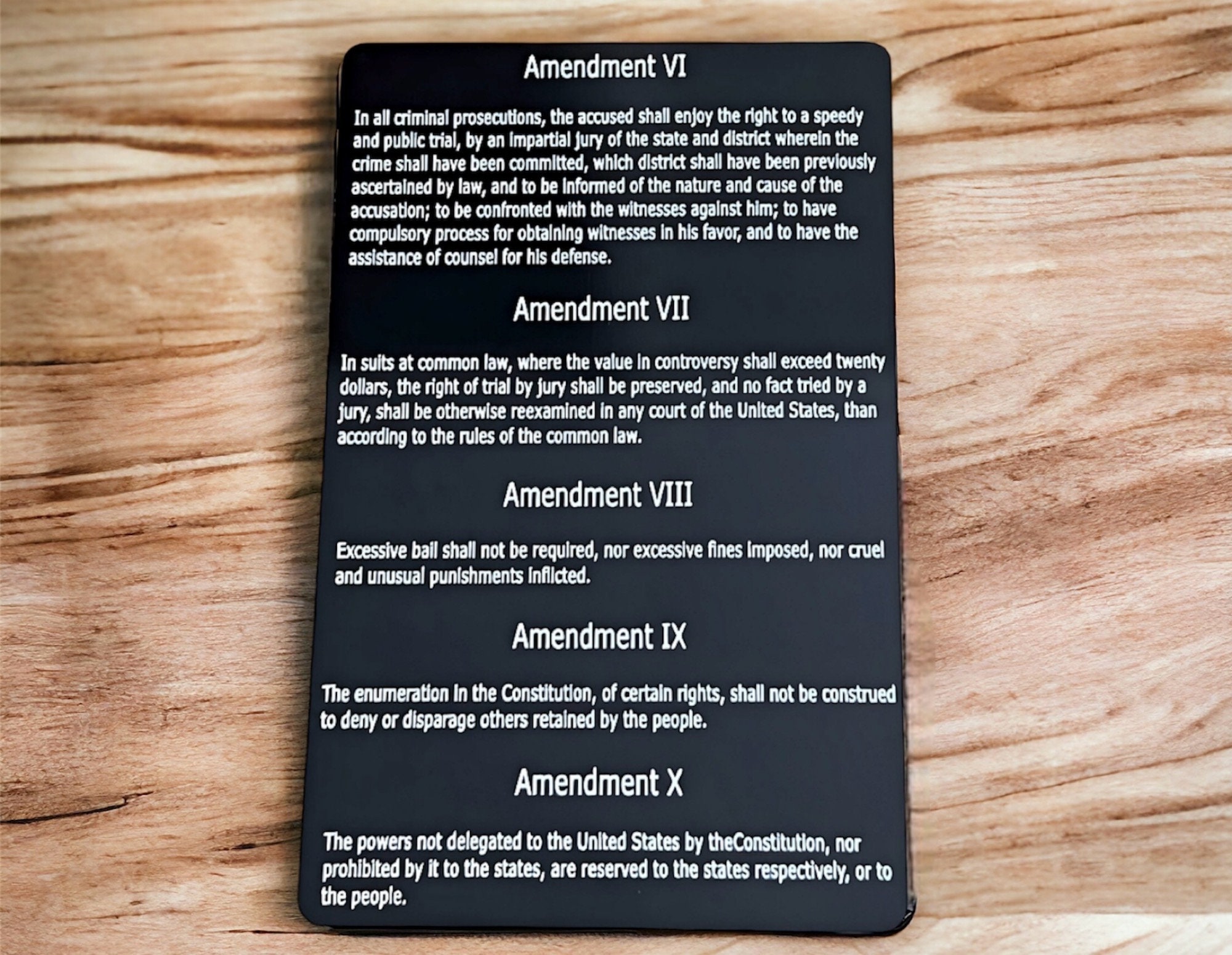 Laser Engraved Aluminum Bill of Rights Card - Etsy