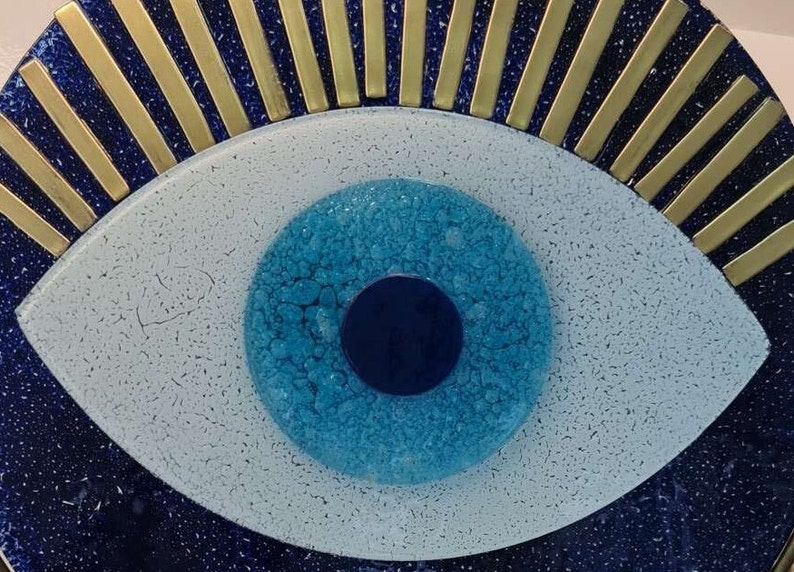 Evil Eye Glass,fused Art ,round,evil Eye Glass Home Decor, Evil Eye ...