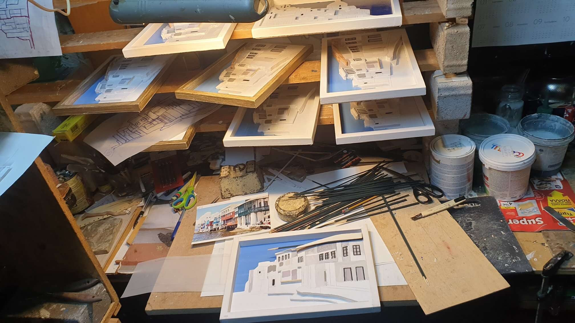 Greek Yardwooden Frameislandart Decorhandmade Greek - Etsy