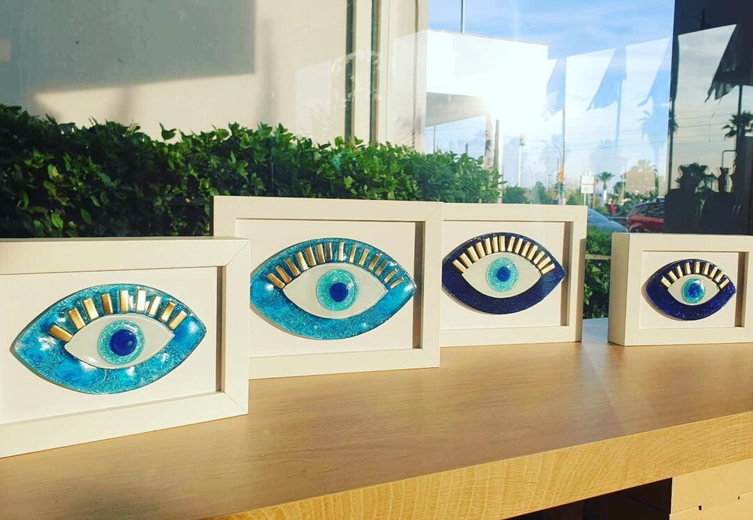Evil Eye Frame With 3D Lashes,fused Glass,framed Art, Glass Art,evil ...