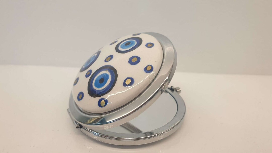 Evil Eye Compact Ceramic Mirrorevil Eye Hand Painted - Etsy