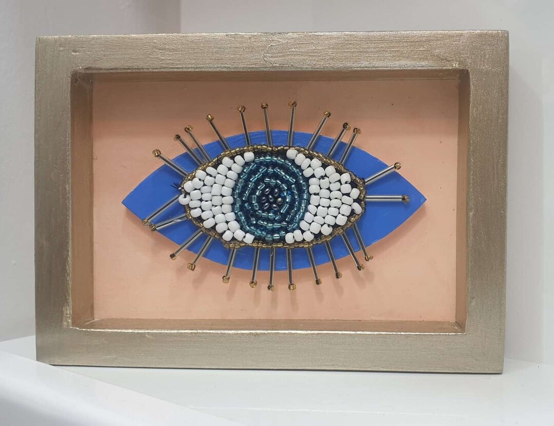 Evil Eye Framed Painting,greek Eye Artwork,evil Eye Wall Art,wedding ...