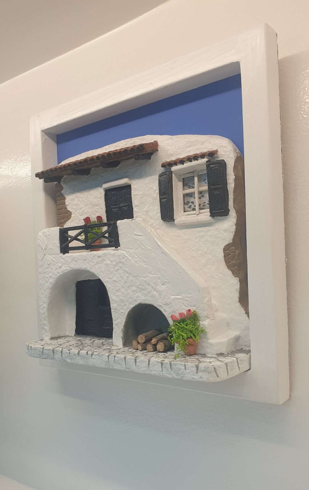 Ceramic Farm House Framed Painting,greek Artwork,ceramic Wall Art ...