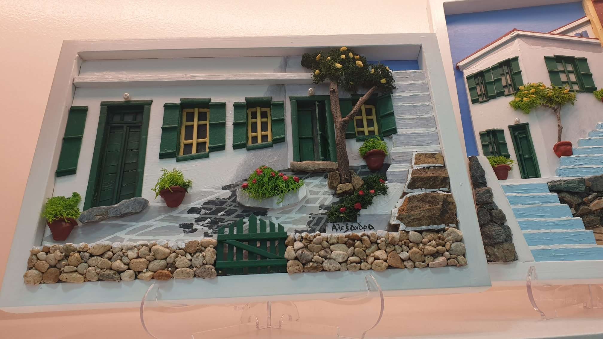 Greek Yardwooden Frameislandart Decorhandmade Greek - Etsy