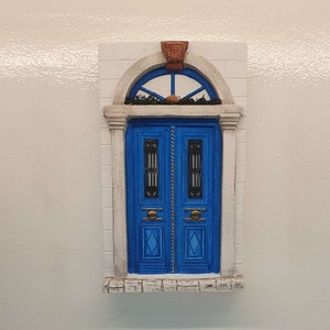 Traditional Greek House,ceramic Blue Door,greek Artwork,home Decoration ...