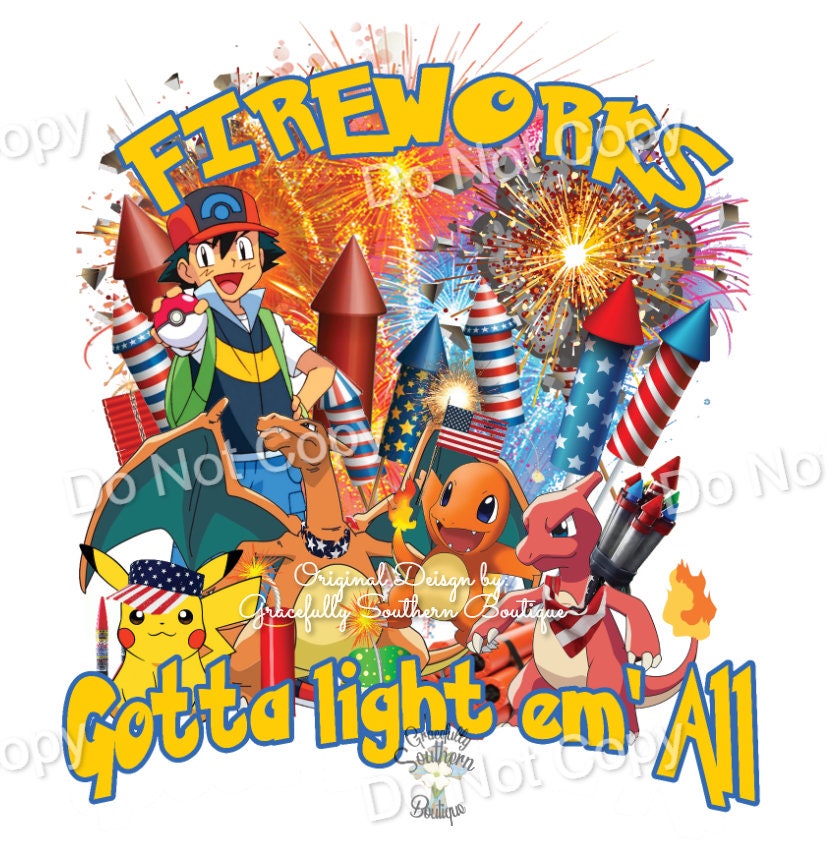 Pokémon Parody 4th of July Fireworks PNG - Etsy