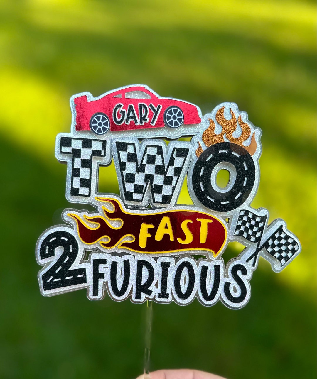 Two Fast 2 Furious Personalized Cake Topper - 2nd Birthday Race Car - Etsy