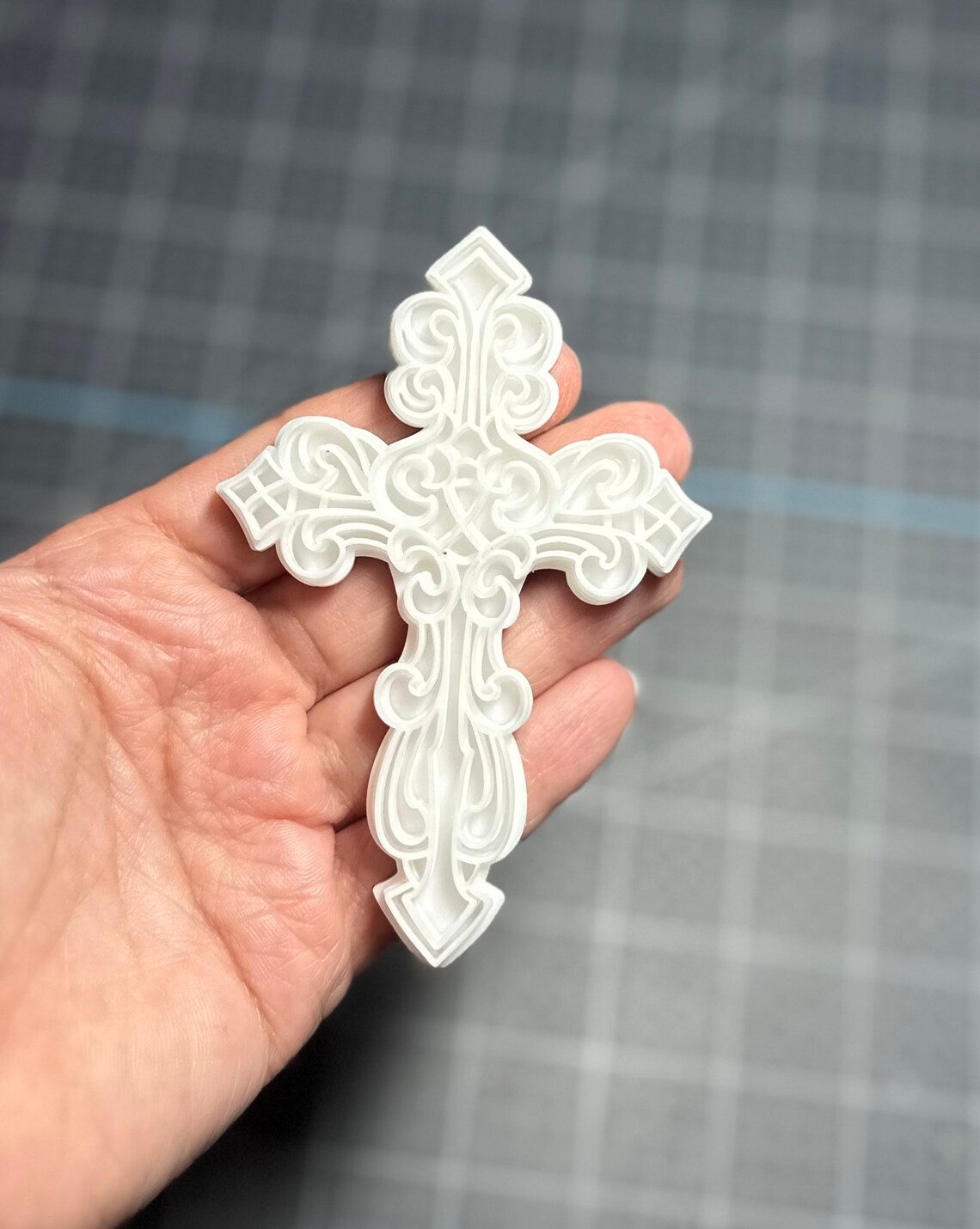 3D Layered White Acrylic Cross Cake Charm - Front Cake Topper - Etsy