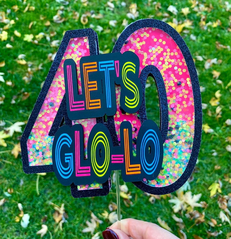 Personalized Neon Shaker Cake Topper Glow in the Dark - Etsy