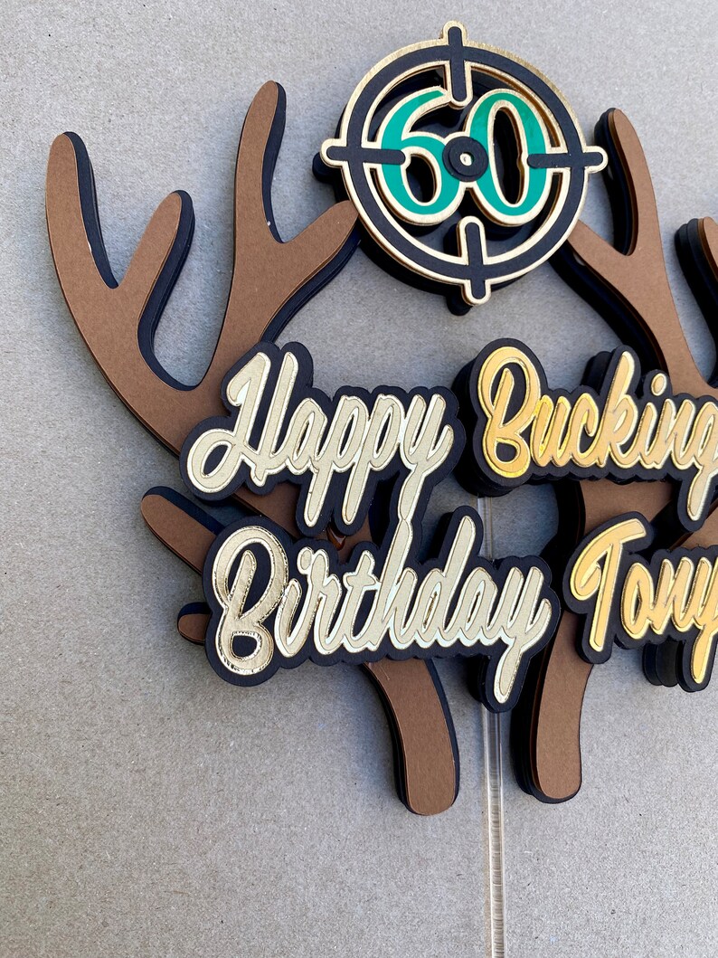 Hunter Deer Themed 3D Cake Topper Personalized - Etsy