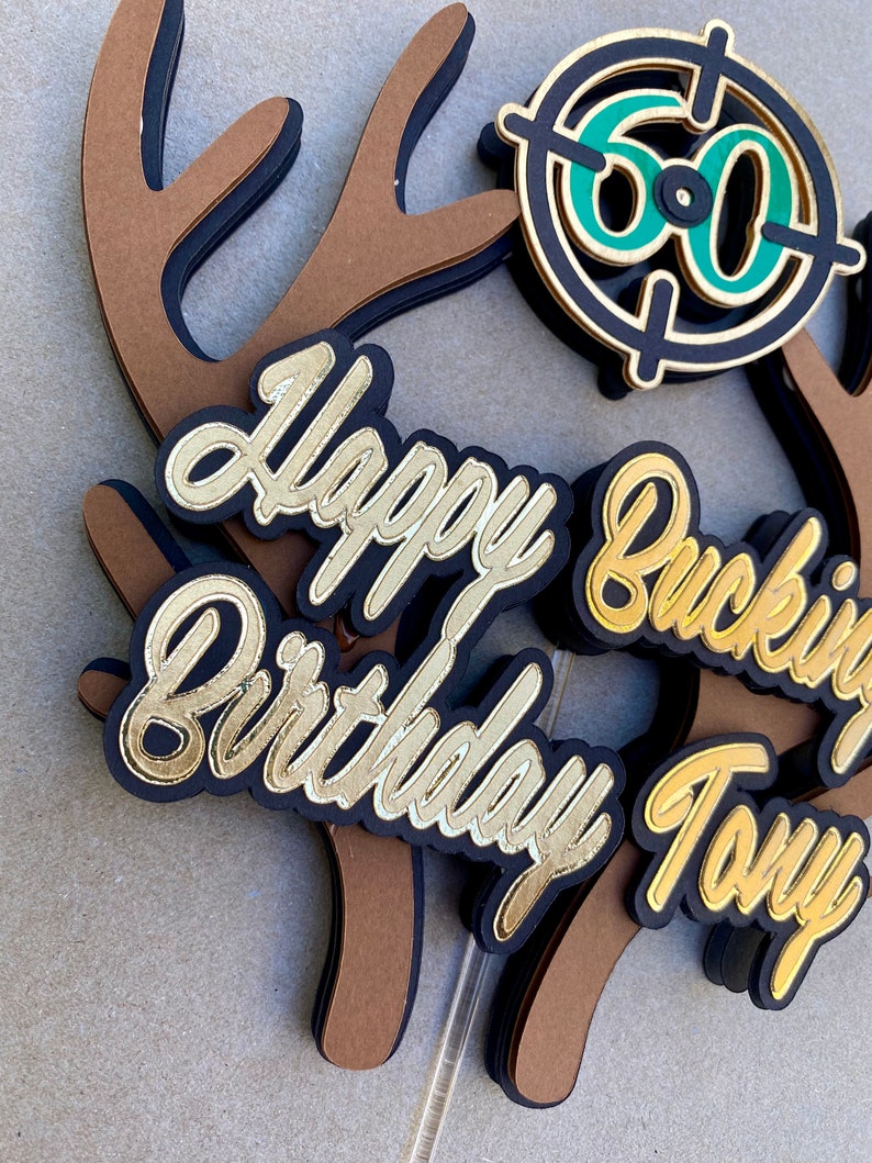 Hunter Deer Themed 3D Cake Topper Personalized - Etsy