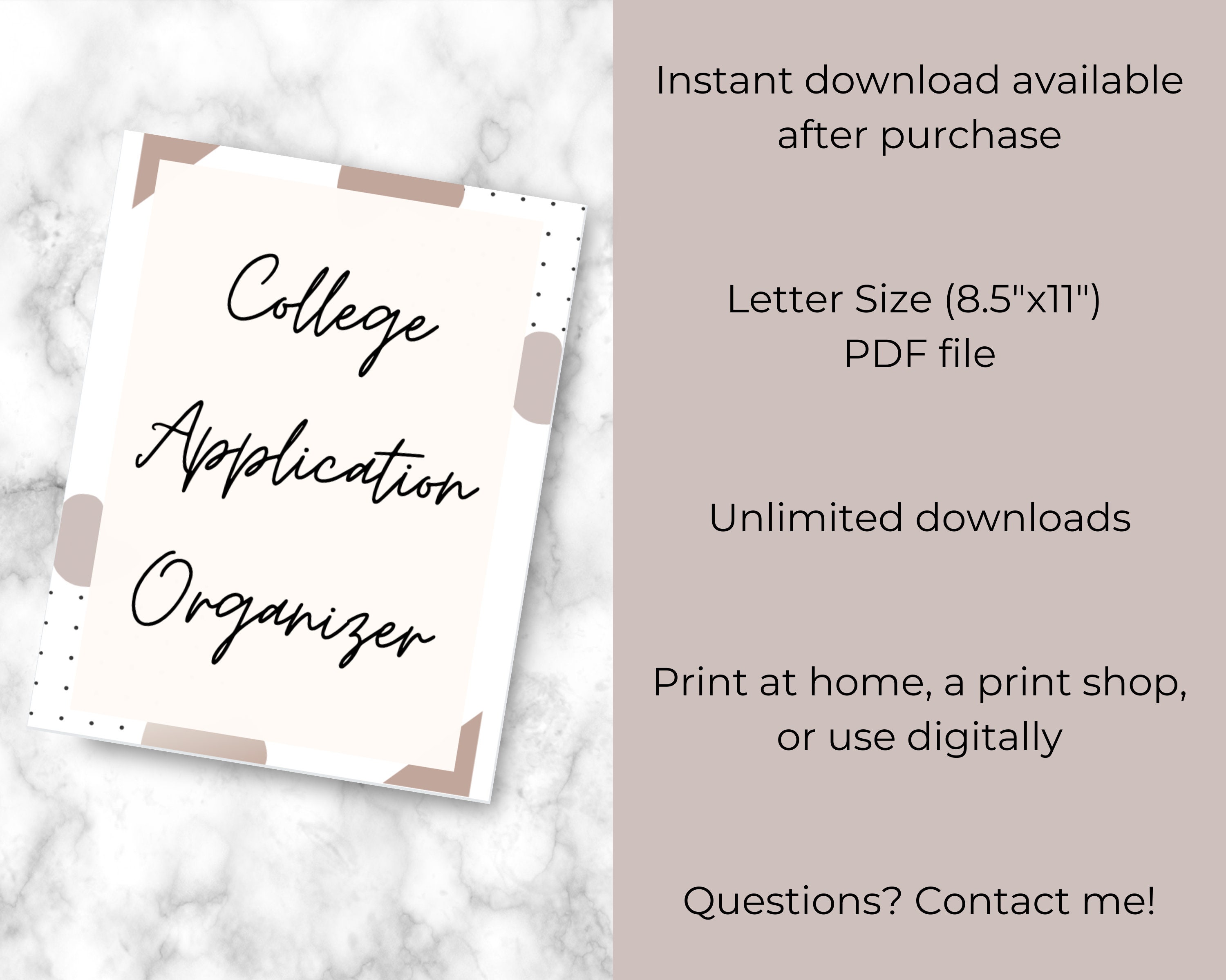 College Application Planner, College Admissions Tracker - Etsy