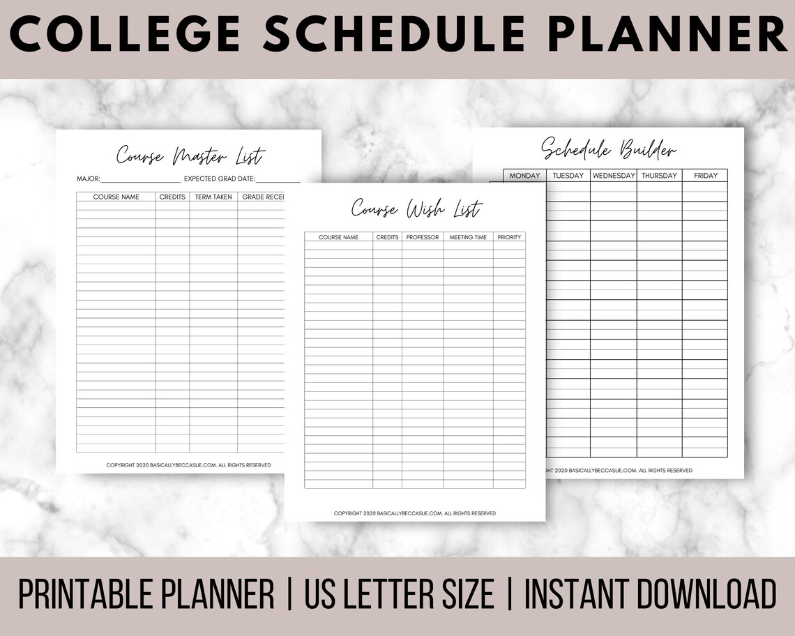 College Schedule Planner | University Planning | Student Planner ...