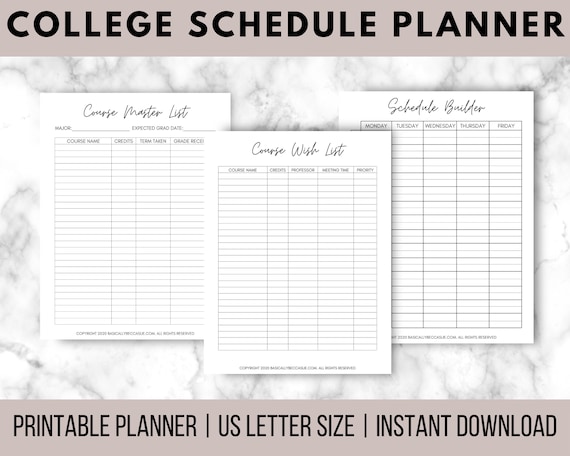 College Schedule Planner University Planning Student | Etsy