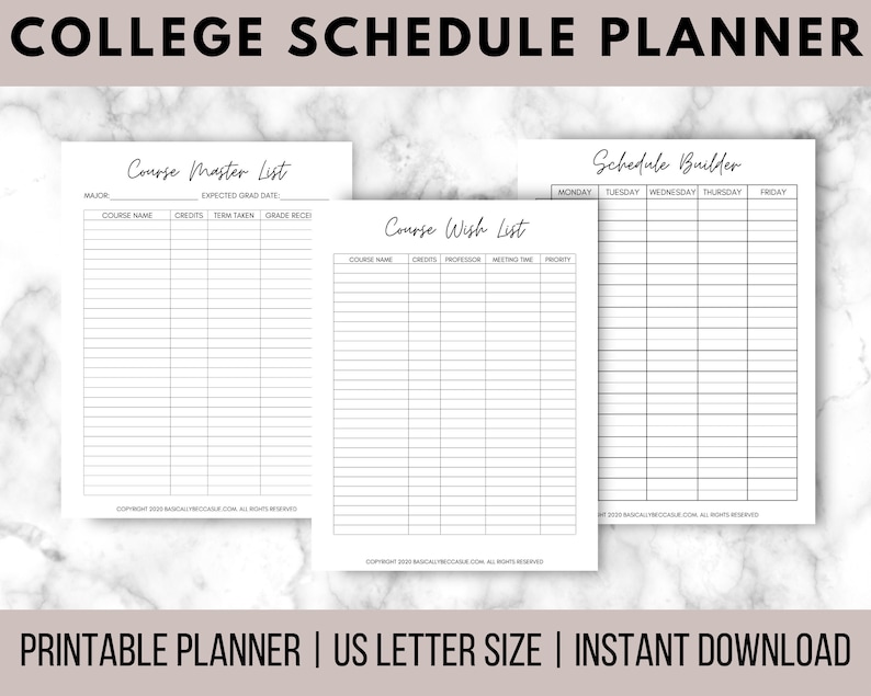 College Schedule Planner | University Planning | Student Planner ...