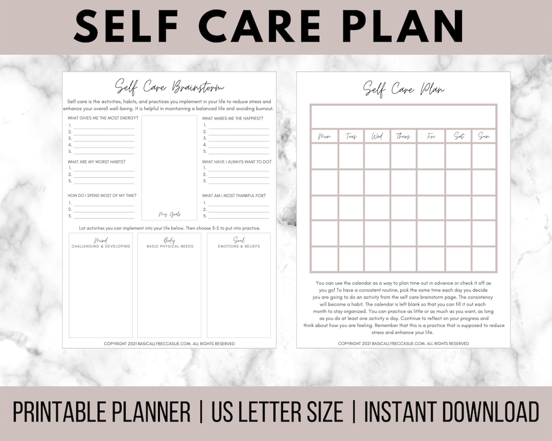 Monthly Self Care Plan Printable, Self Care Habit Tracker - Etsy