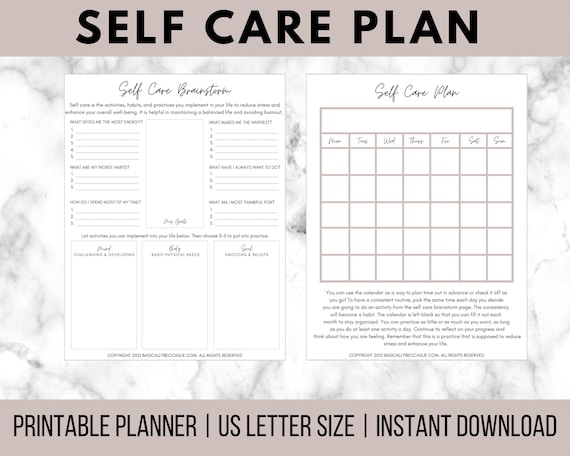 Monthly Self Care Plan Printable Self Care Habit Tracker | Etsy