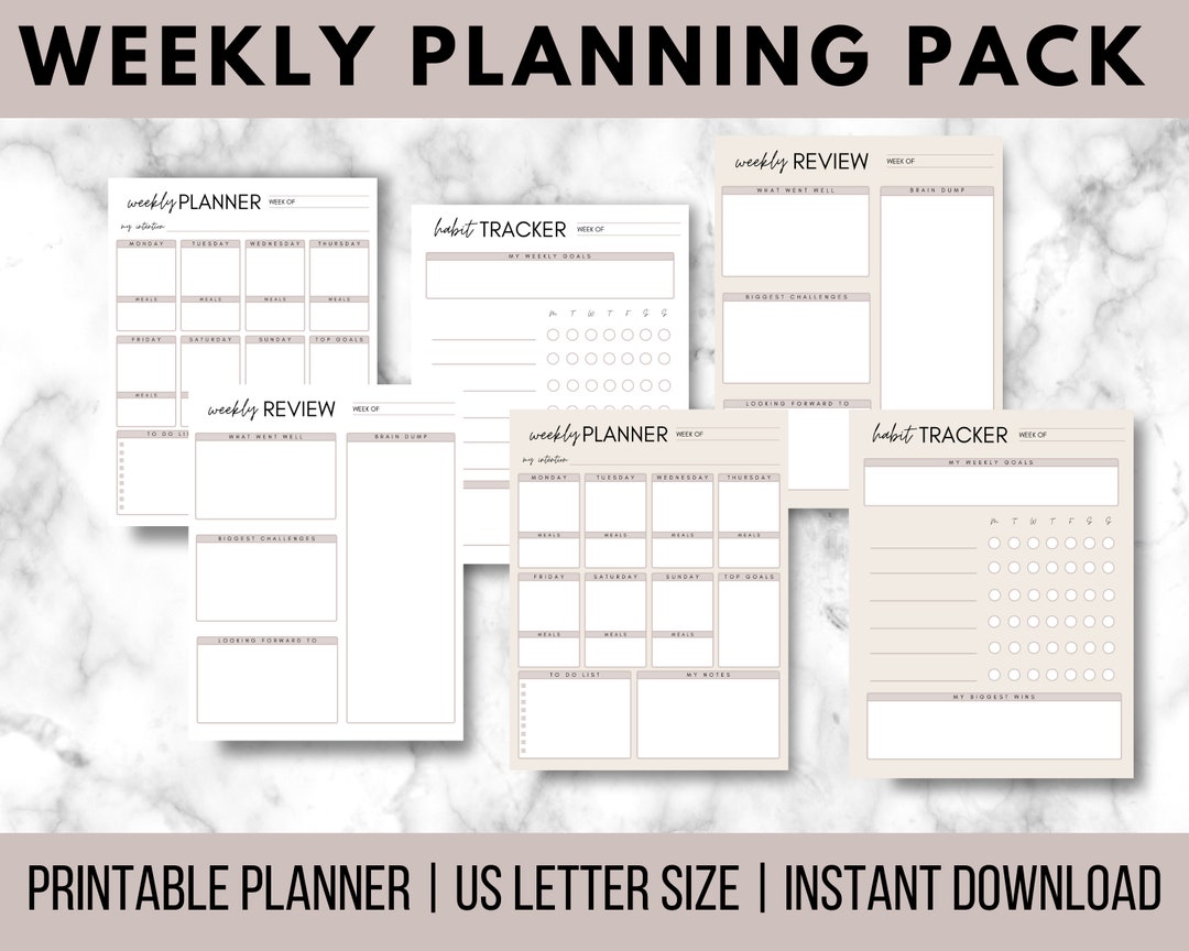 Five Day Weekly Planner Printable to Do List, Weekly Schedule, Week at ...