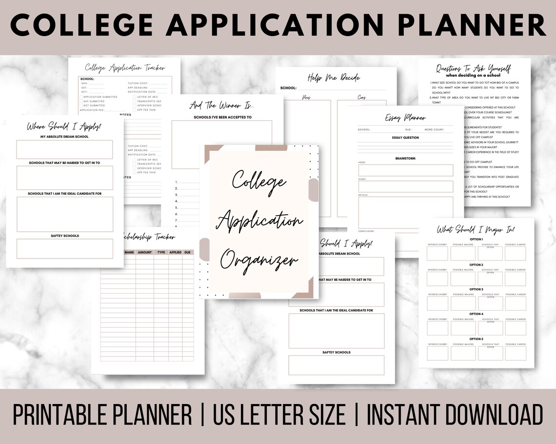 College Application Planner, College Admissions Tracker - Etsy