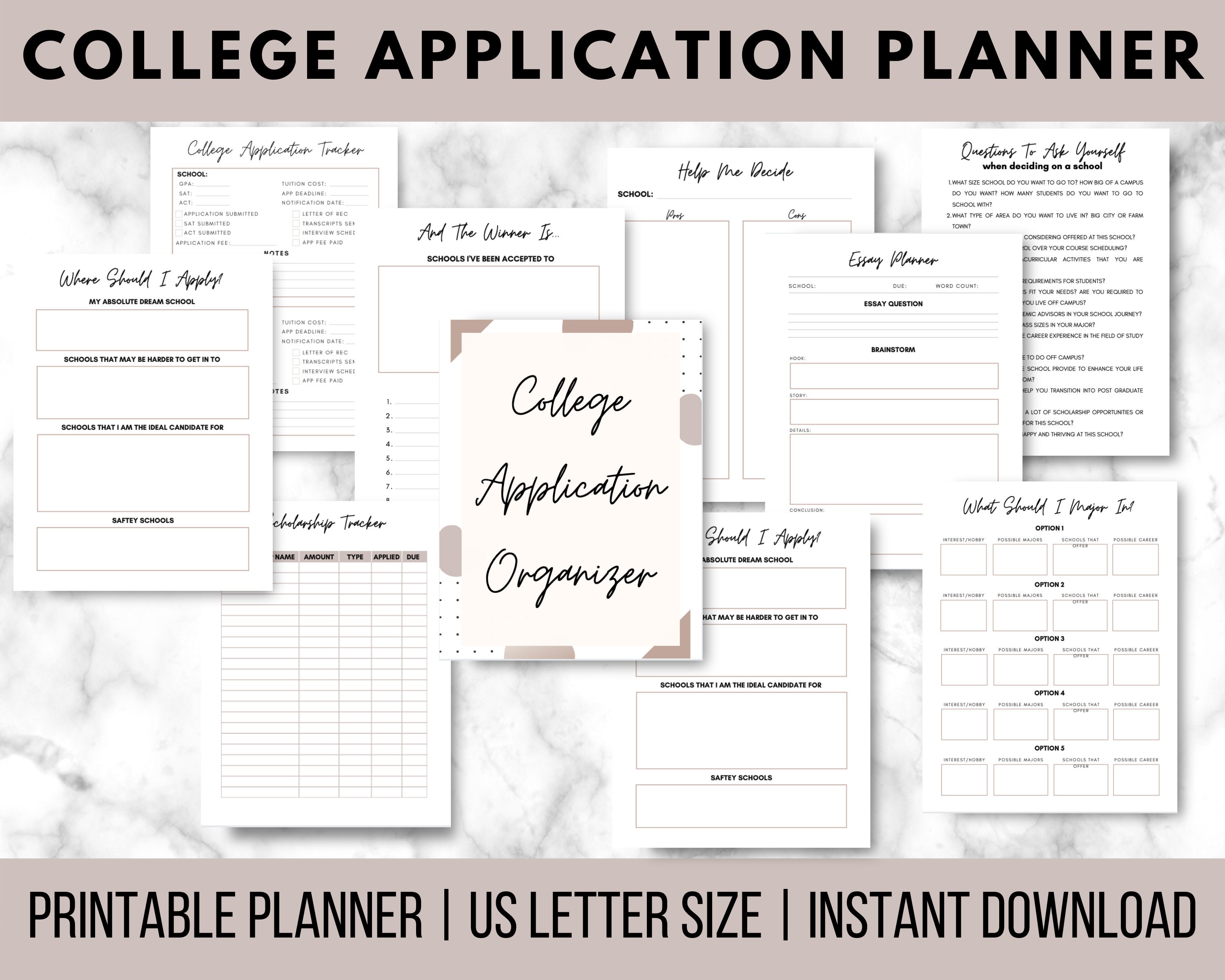 College Application Planner, College Admissions Tracker - Etsy