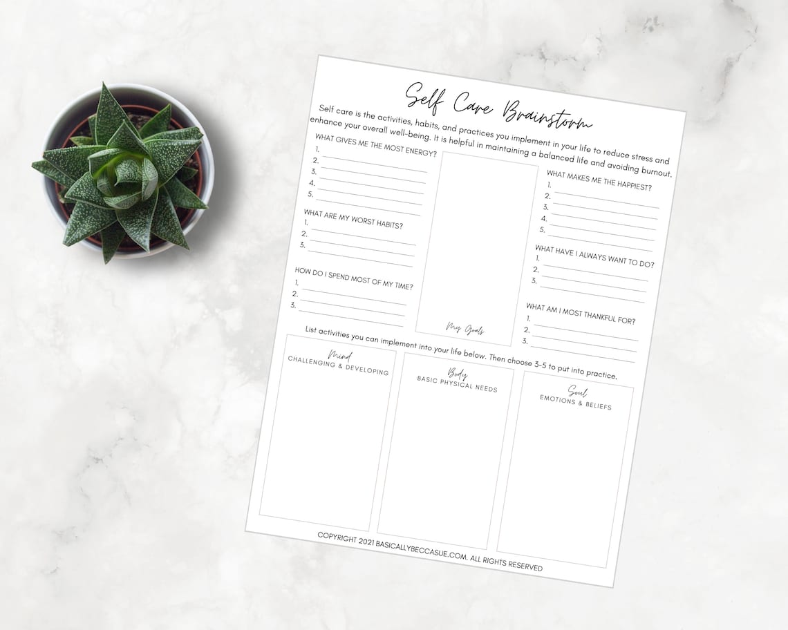 Monthly Self Care Plan Printable, Self Care Habit Tracker - Etsy