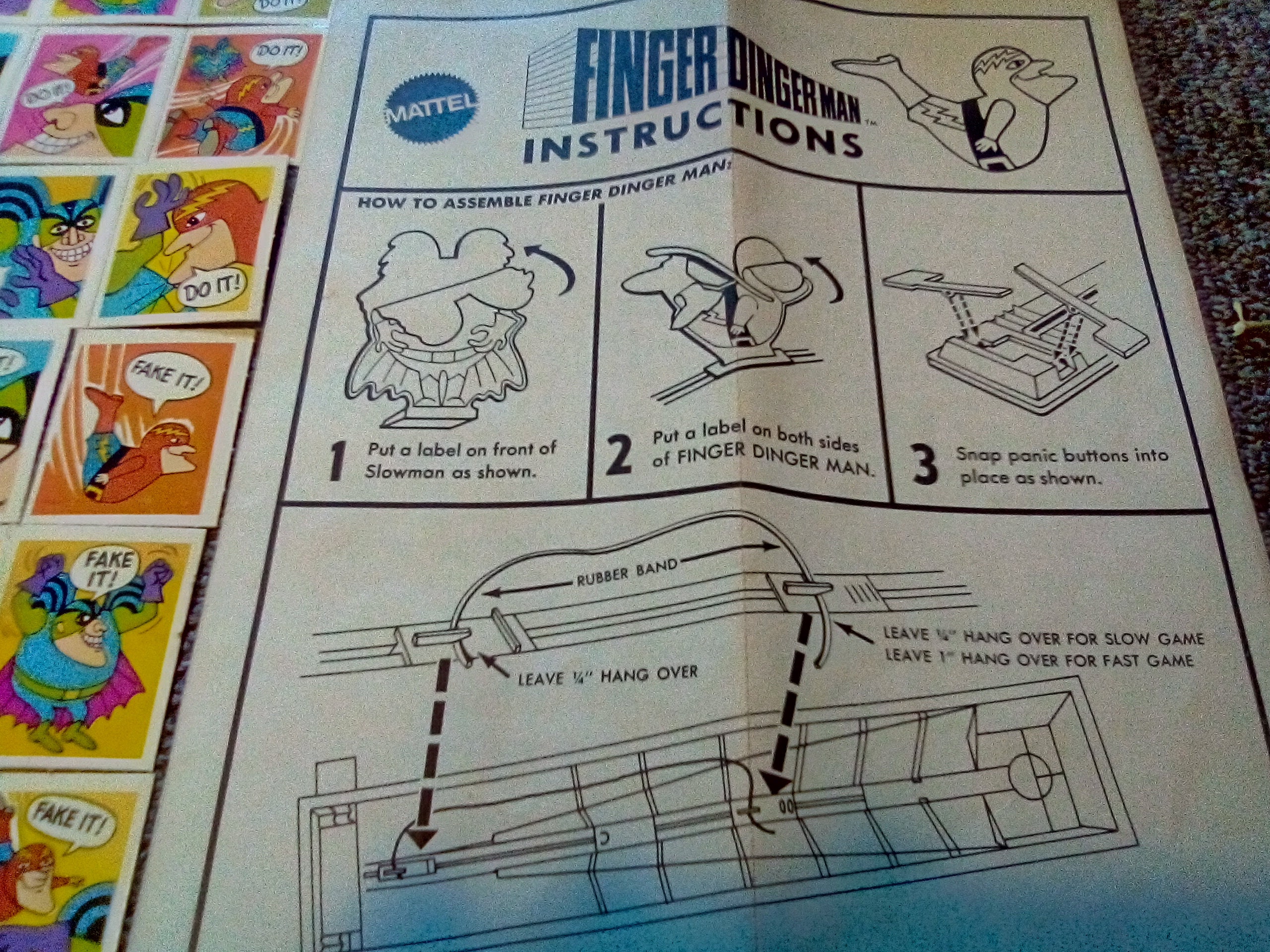 Vintage Finger Dinger Man Super Hero Game Mattel 1969 Rare Needs Rubber ...