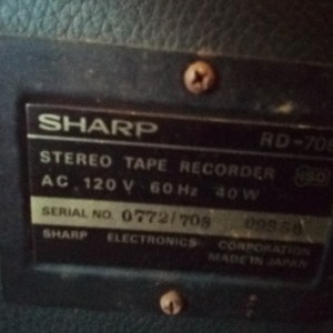 Vintage Sharp Tape Recorder. - Etsy