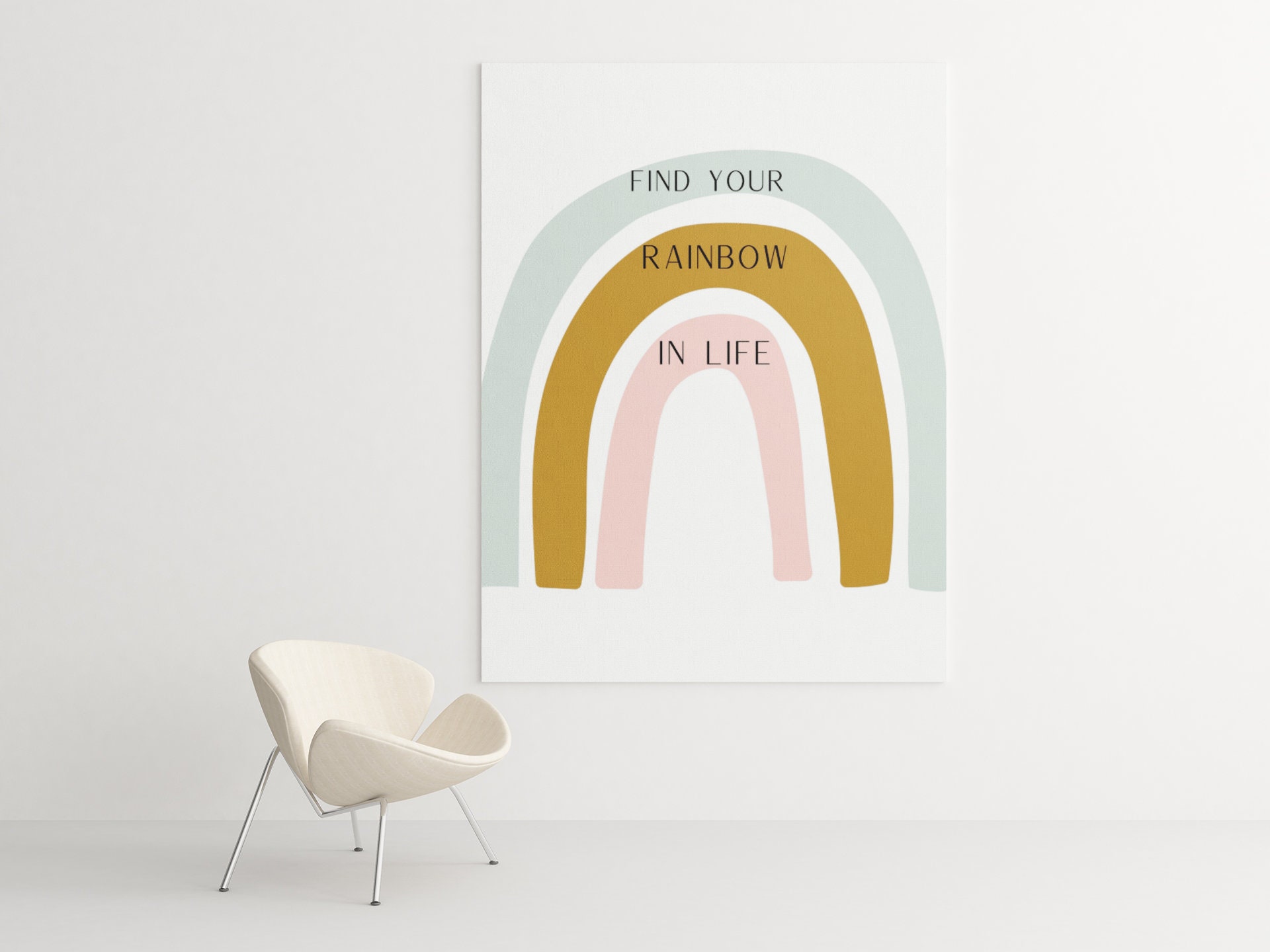 Neutral Rainbow Wall Art, Rainbow Decor, Printable Wall Art, Room Decor ...