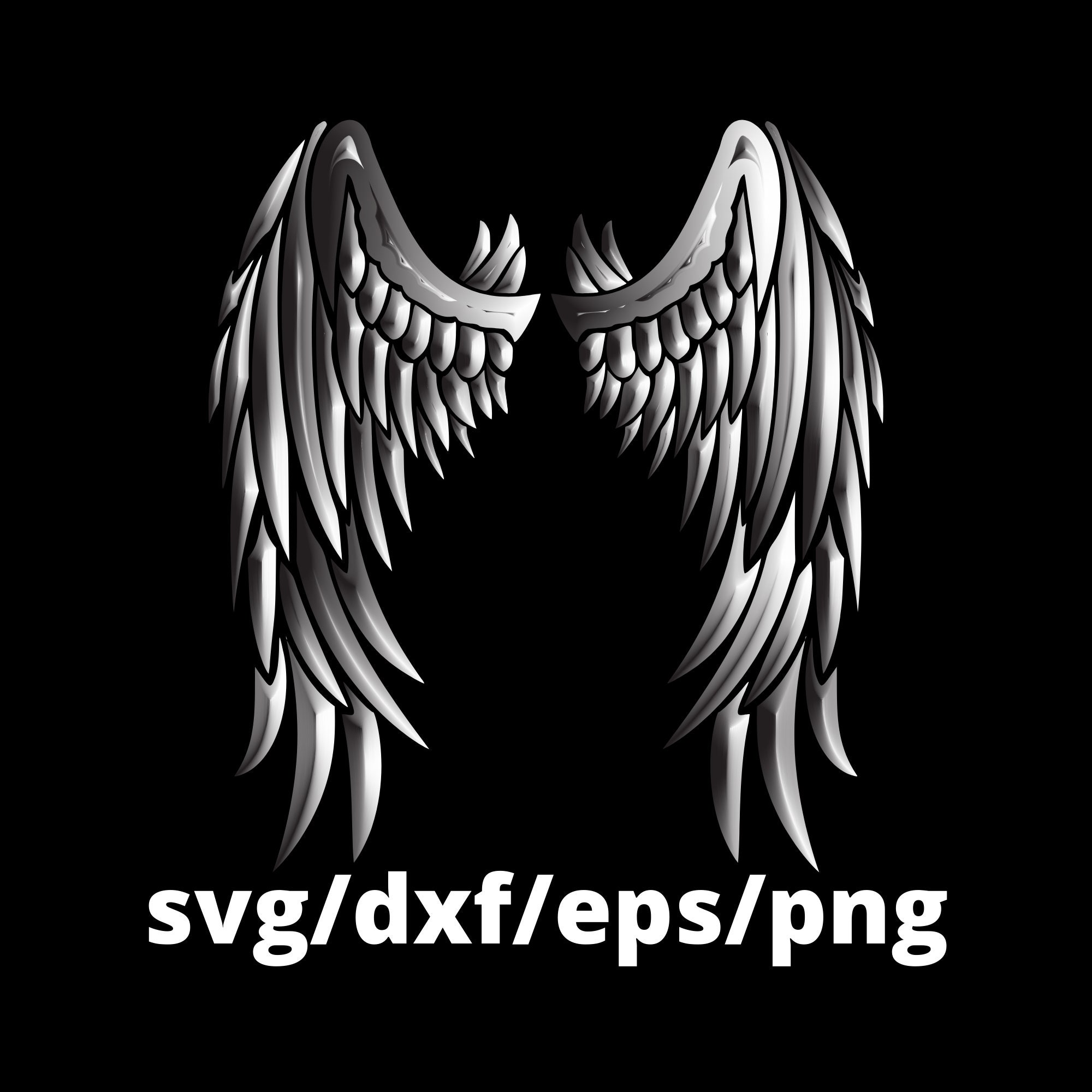 Chrome Angel Wings SVG, Angel, EPS, Wings Svg, Angel Svg, Dxf, Png for ...