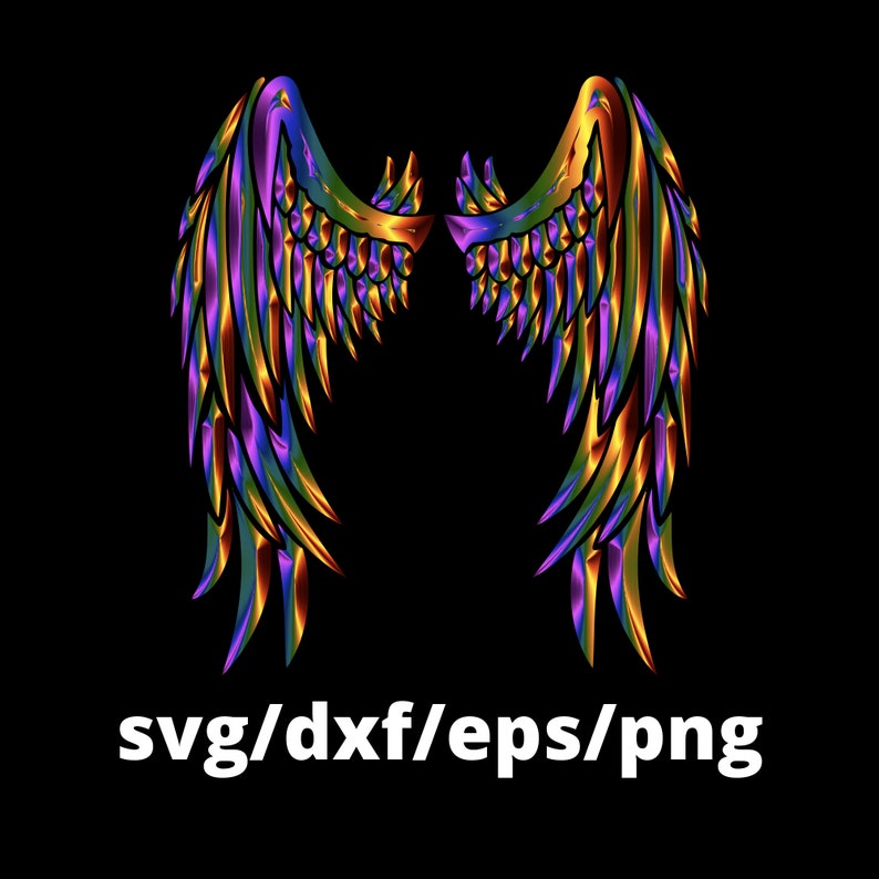 Chromatic Angel Wings SVG, Multicolor Wings, Angel, EPS, Wings Svg ...