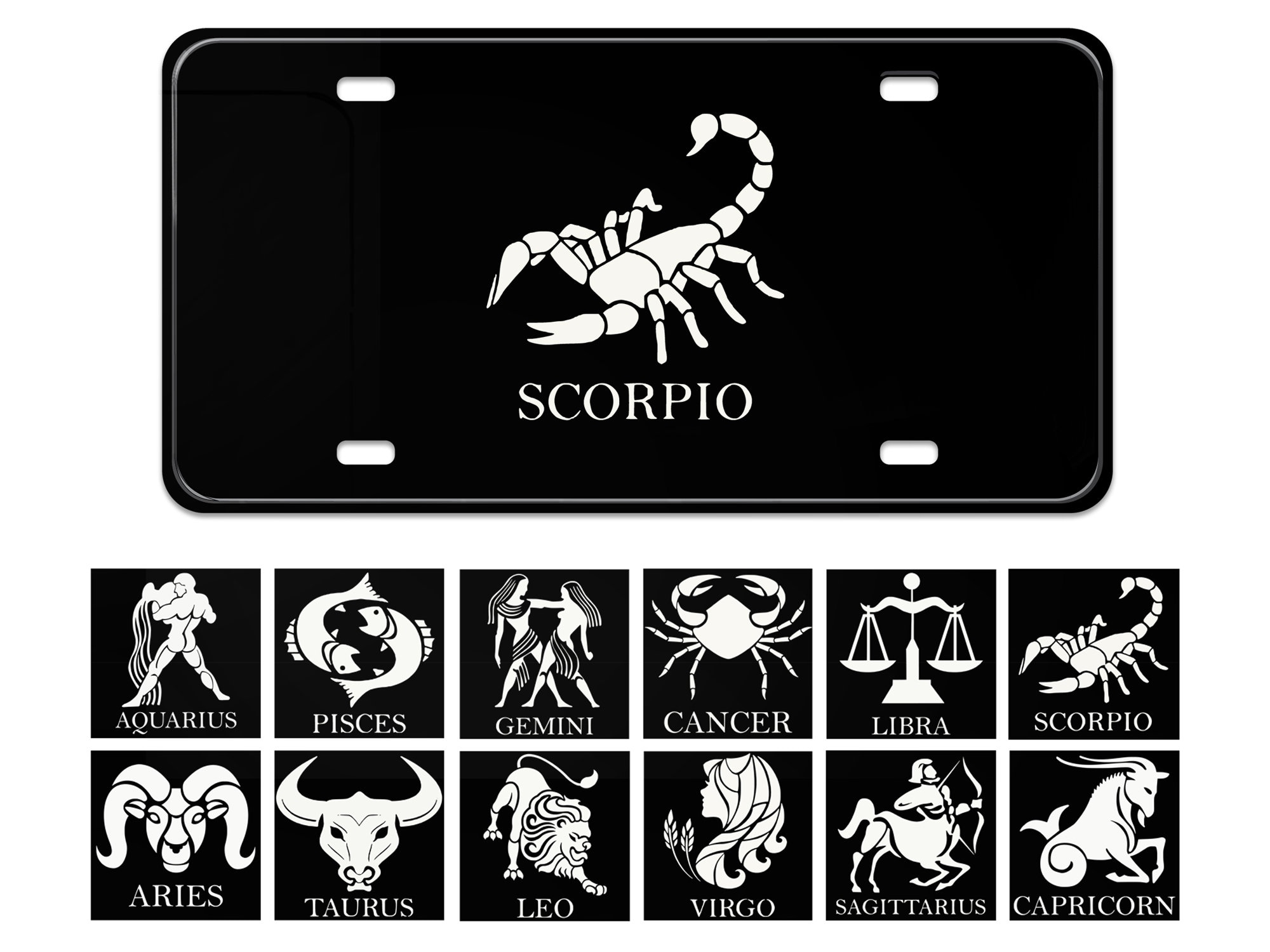 Zodiac Aluminum Automotive License Plate Tag With Laser Etched ...