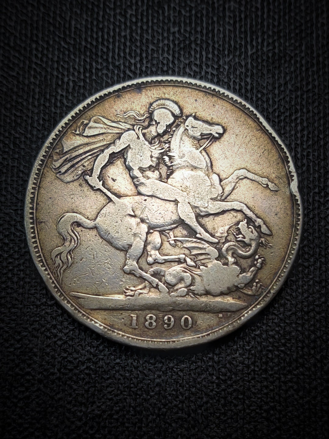 1890 Silver One Crown Victorian Coin From the UK Featuring St. - Etsy