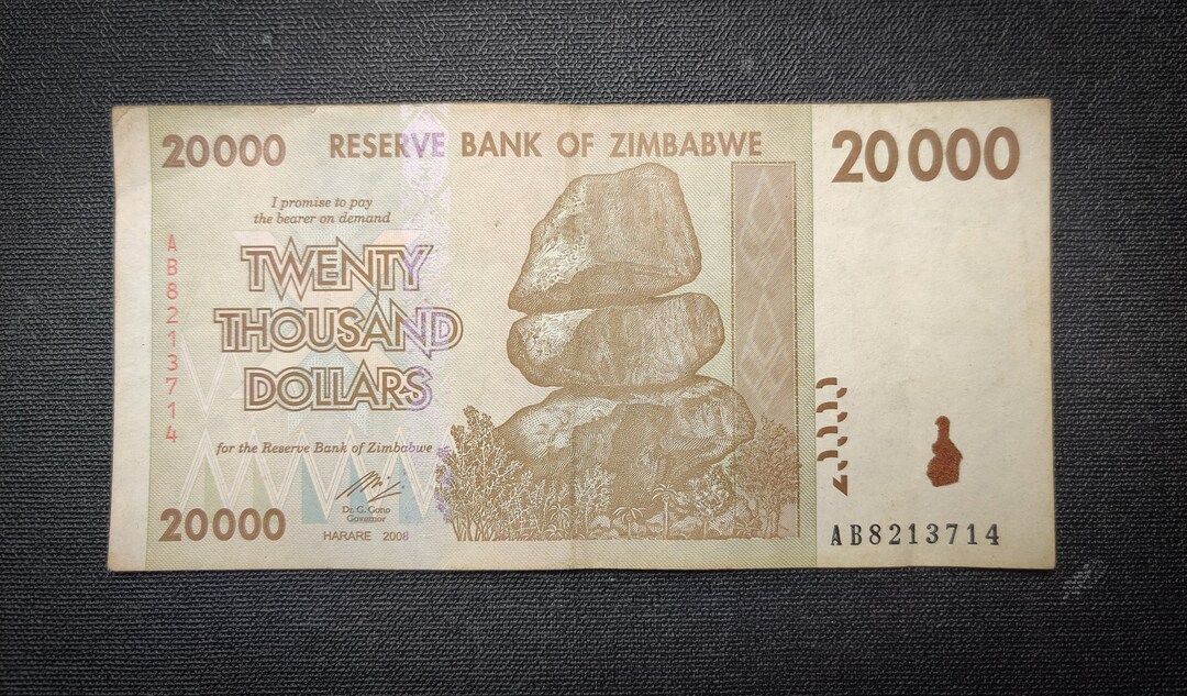 20000 Dollar Inflation Banknote From Zimbabwe - Etsy