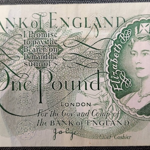 1970 One Pound Banknote From the UK Signed by Chief Cashier J B Page - Etsy