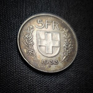 1933 Silver 5 Francs Coin From Switzerland - Etsy