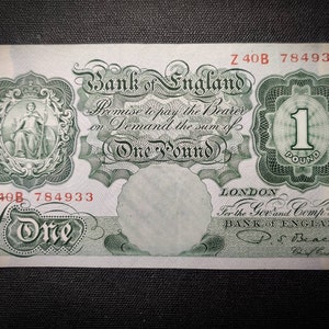 1950s One Pound Beautiful Banknote in Lovely Condition - Etsy